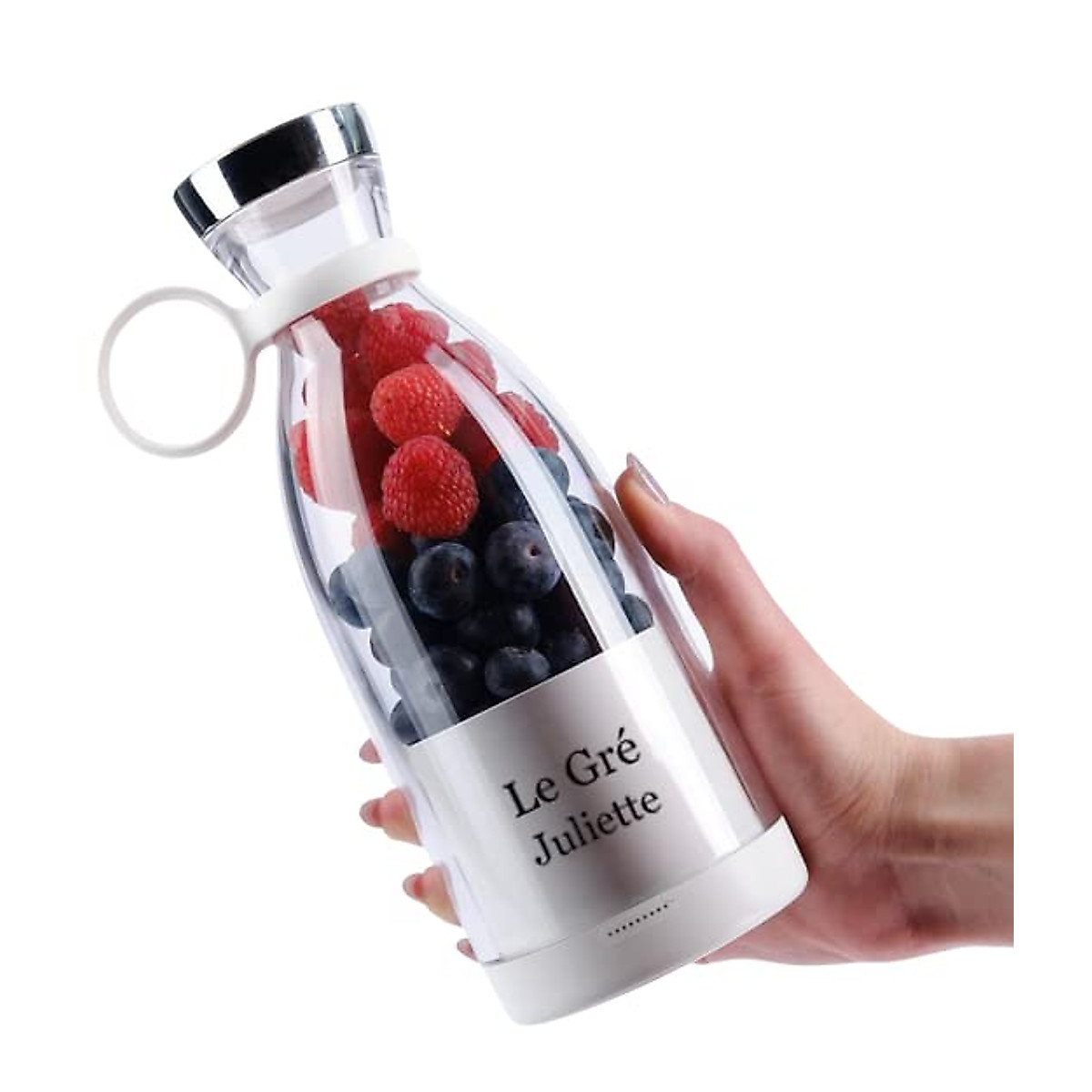 Personal Blender for Shakes and Smoothies - Hand Held Portable Blender USB Rechargeable - Powerful Mini Fresh Juice blender bottle for Gym, Travel & Office with Free Steel Straw & Recipe Book (white)