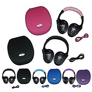 Two Wireless 2 Channel Fold Flat Infrared Rear Entertainment System DVD Player IR Headphones for in Car Listening with Case and 3.5mm Auxiliary Cord