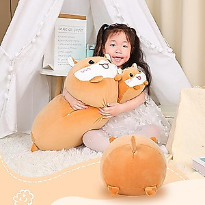 AIXINI 8 inch Cute Yellow Hamster Plush Stuffed Animal Cylindrical Body Pillow,Super Soft Cartoon Hugging Toy Gifts