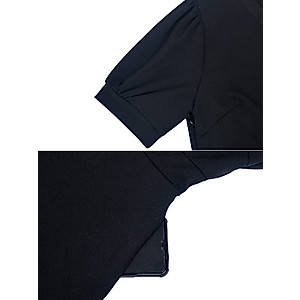 Mokayee Black Dresses for Womens 2025 Funeral Summer Short Sleeve Semi-Formal Knee Length Sunday Church Fit and Flare Flattering Business Casual Office Work Ladies Dress with Pockets XL