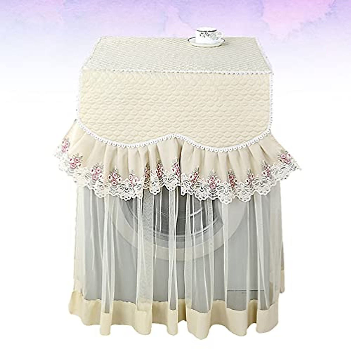 Vosarea Front Door Decor Sunproof Washing Machine Cover 60x60x87cm Automatic Washer Protectors Delicate Washing Machine Cover (Beige) Laundry Machine Cover Replacement Home Decoration