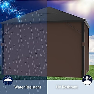 Sunshine Outdoor Replacement Gazebo Curtains 4 Panels with Zipper for Garden Patio Yard (10'x10', Brown)(Curtains Only)