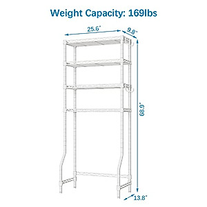 VIPEK X4 White Over The Toilet Storage Cabinet Bathroom Rack 4-Tier Adjustable Shelves for Bathroom Toilet Storage Shelf Organizer Heavy Duty Corner Stand Sturdy Anti-Tilt Tower Shelf Space Saver