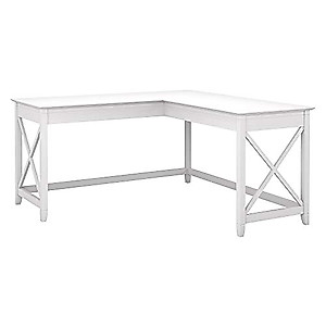 Bush Furniture Key West Modern Farmhouse Writing Desk for Home Office, 60W, Pure White Oak