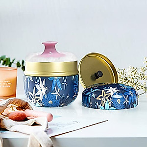 Qopoto Large Powder Puff for Body Powder and Container for Loose Powder, Baby Powder Puff and Powder Box for Bath and Travel (Midnight Flowers)