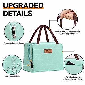 HOMESPON Insulated Lunch Bag for Women Men Lunch Box Cooler Aesthetic Lunch Tote with Pocket for Work Picnic (Green)