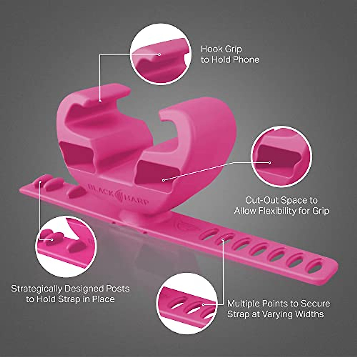 Black Harp Pink Phone Holder for Peloton Bike - Peloton Accessories for Women - Silicone Peloton Phone Holder Compabitle with iPhone and Other Smartphones