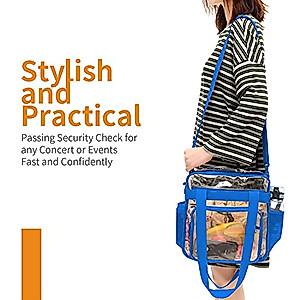 BAGAIL Clear Bag Stadium Approved Tote Bag with Front Pocket and Adjustable Shoulder Strap (Blue)