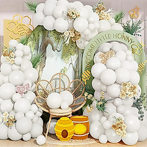 White Balloon Garland Arch Kit, 110Pcs Mixed Sizes White Balloons With Tool,Party Decorations White Balloon for Wedding Bridal Shower Gender Reveal Baby Shower Birthday Party Decorations Supplies