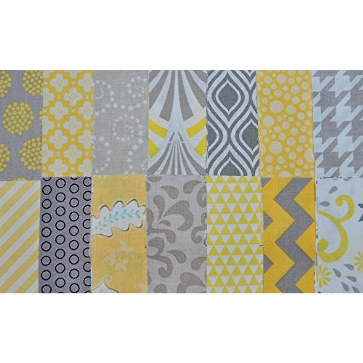 Designer Fabric 5" Squares Charm Pack, Yellow and Gray, 56 Pieces, 100% Cotton