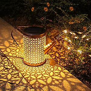 Solar Watering Can Lights, Bigger Garden Lights, Solar Lights Outdoor Waterproof Garden Decor Lights for outside, Metal Hanging Solar Landscape Light Decorative, Yard Decor Decoration Patio Gifts