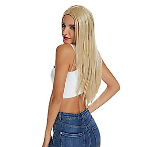 JIASLY Blonde wig For Women Synthetic Hair Long Straight Wigs Free Wig Cap 24 Inches