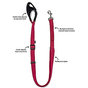PetSafe Sport Leash, Durable Nylon Leash with Unique Padded Hand Wrap Handle to Help Keep Hands Free for Running or Walking, for Dogs up to 75 lb., Red