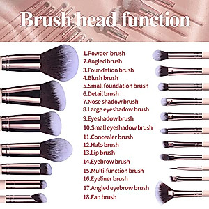 BS-MALL Makeup Brushes Premium Synthetic Foundation Powder Concealers Eye Shadows 18 Pcs Brush Set with 5 sponge & Holder Sponge Case (A-Pink)