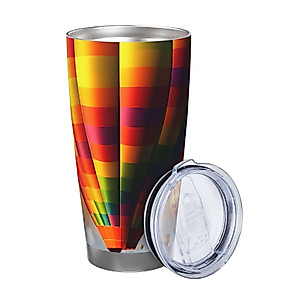 GDSHJKLW Hot Air Balloons Tumbler With Lid And Straw 20oz Stainless Steel Leakproof Travel Coffee Mug Double Wall Insulated Cup Gifts For Women Home Office