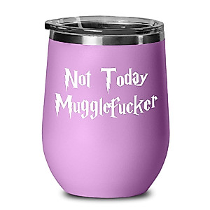 Not Today Mugglefucker Wine Glass, Funny Coffee Mug Gift for Harry Potter Fan Lover, Him Her Mom Dad Best Friend Coworker Colleague Birthday Anniversary Christmas Novelty Gift (Black)