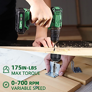 ALTOCRAFT Cordless Drill/Driver Kit 3/8",20V Max Electric Battery Power Drill Set w/22-Piece Accessories,Keyless Chuck,Variable Speed,LED Light,Drilling Wall Wood Metal