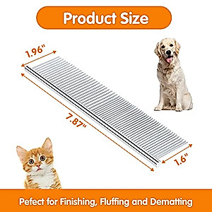 Pettom Pet Steel Grooming Tool Poodle Finishing Butter Comb 7 1/2-inch L