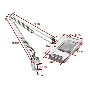 Magnifier, Makeup Light Magnifying Lamp with Stand Clamp Manicure Skincare Beauty Cosmetic Tattoo Manicure 10x Lighted Folding Magnifier Cold Light Salon Spa