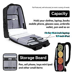 MARK RYDEN Anti Theft Backpack with TSA Approved Lock and Scratch Resistant Shell, Waterproof Travel Backpack, USB Laptop Backpack for Men and Women Fits 15.6 Inch Notebook