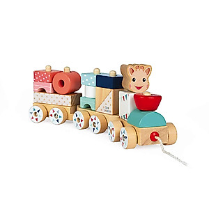 Janod Sophie La Girafe Wooden 2-in-1 Pull-Along Train - 17 Pieces - 18 Months + - J09506