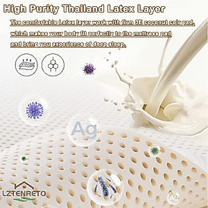 LZTENRETO Firm Coir Mattress, 3E Coconut Coir Mattress Pad, Quiet Coconut Palm Mattress, Thick Coir Mattress Pad in 6cm,9cm,11cm, Foldable (White-B,120x200x6cm(47"x80"x2.4"))