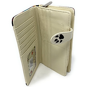 Shag Wear Native Wolf Large Animal Wallet for Women and Teen Girls Vegan Faux Leather 7" Beige