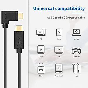 Poyiccot Right Angle USB C Cable 2ft, 90 Degree USB C to USB C Cable, Type C to Type C Cable, 10gbps 60W USB 3.1 Type C Fast Charging Cable for Laptop & Tablet & Mobile Phone (USB C Right Angle)