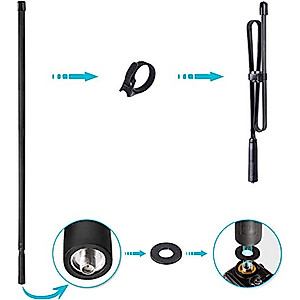 Bingfu Dual Band VHF UHF 136-520MHz 18.5 inch Foldable CS Tactical SMA Female Ham Radio Antenna with 3 feet Extension Relocation Cable for Kenwood Baofeng BF-F8HP UV-5R UV-82 BF-888S GT-3 Ham Radio