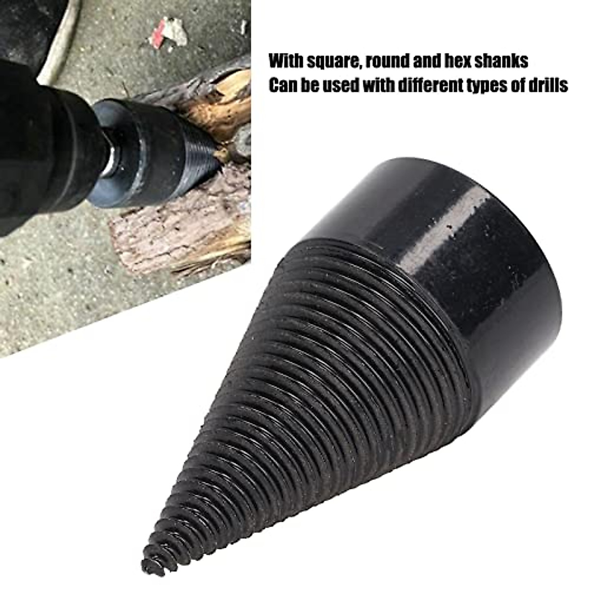 Kadimendium Wood Splitter Drill Bit Electric Firewood Log Splitter Bit Set with 3Pcs Removable Shanks Electric Wood Chopping Tool for Household Hand Drill Stick(50mm / 2in)