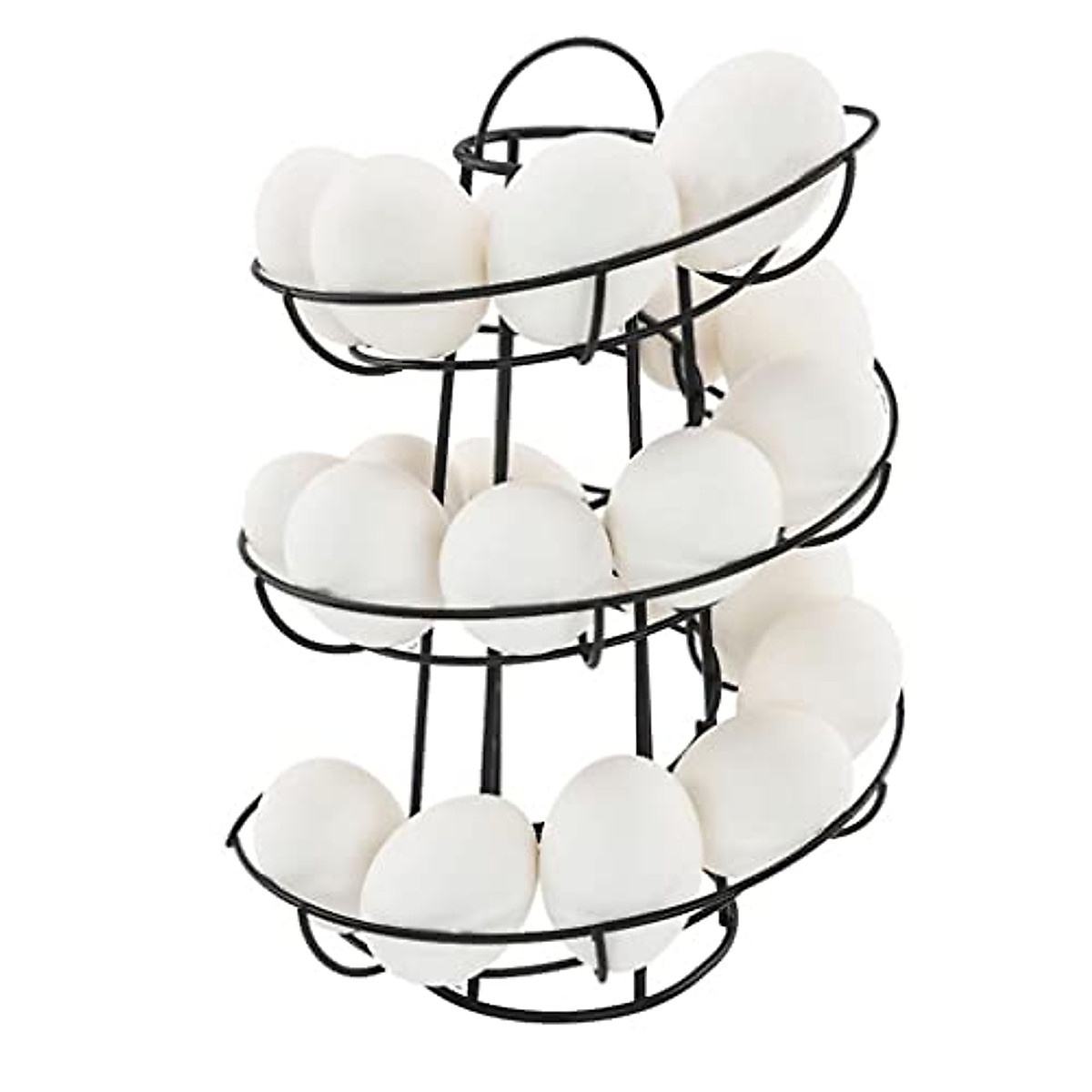 homozy Modern Spiral Egg Skelter Holder Wire Rack Up to 24 Eggs Free Standing - Black, 18x30.5cm