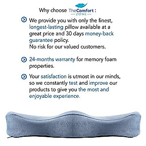 TheComfortZone Seat Cushion for Office Chair Memory Foam Coccyx Cushion Butt Pillow for Sciatica Tailbone & Back Pain Relief Long Sitting Office Desk Gaming Chair Car Seat Cushion Driving-Grey