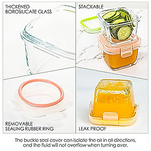 YARYOUNG 24 Pack 5oz Small Glass Food Storage Containers, Tiny Food Containers with Locking Lids Leak-proof, Glass Food Jars for Storing and Freezing food, Oven & Dishwasher Safe, BPA Free, Square