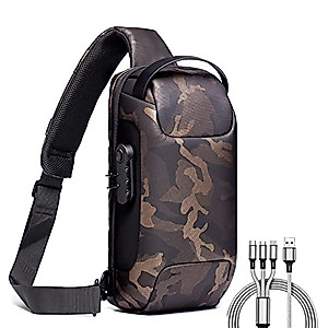 Anti Theft Sling Bag,USB Charging Sport Sling Anti-theft Shoulder Backpack, Waterproof Multi-functional Crossbody Bags (C-MICAI)