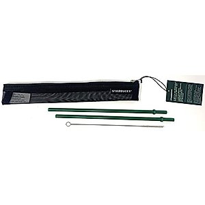 Starbucks Venti (24 fl oz) Cold Cup Two Reusable Straws and Brush Set with Mesh Bag