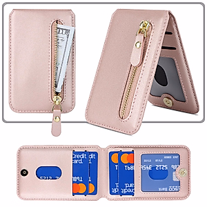 Cavor Compatible with Apple Magsafe Wallet with Adjustable Stand,Magnetic Wallet for iPhone 16 Pro Max/15/14 Plus/13/12 Magsafe Card Holder Magsafe Phone Wallet Zipper Pocket-Pink