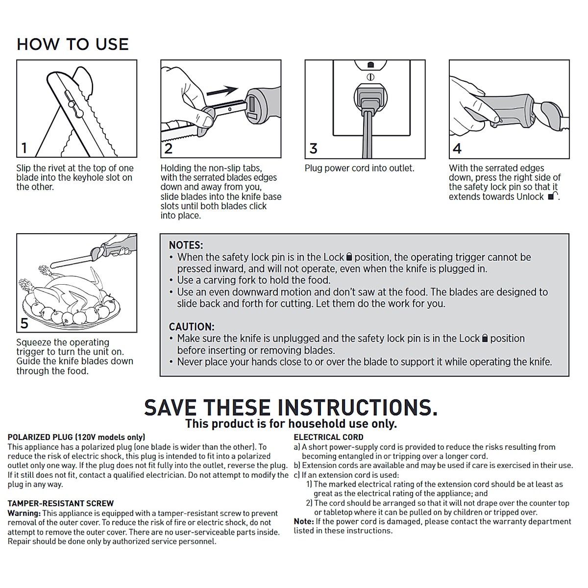 BLACK+DECKER Electric Carving Knife, Black