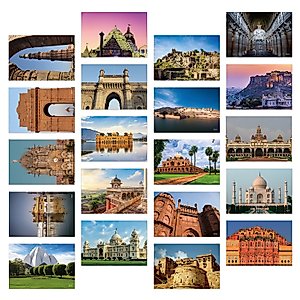 Dear Mapper Vintage India Landscape Postcards Pack 20pc/Set Postcards from Around the World Greeting Cards for Business World Travel Postcard for Mailing Decor Gift