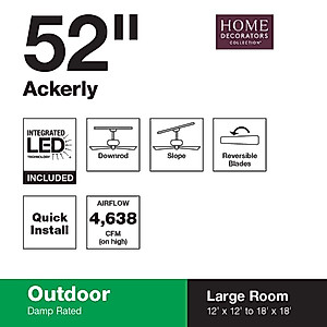 Home Decorators Collection 52 in. Ackerly Integrated LED Indoor/Outdoor Brushed Nickel Ceiling Fan with Light Kit