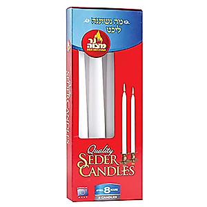 Ner Mitzvah Passover Seder Candles - 8 Hour Burn Time - European Made - Pack of 4 Taper Candles