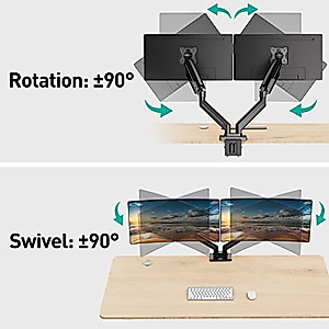 MOUNT PRO Dual Monitor Mount for 2 Ultrawide Computer Screen Max 43 Inch/37.5lbs Each, Premium Long Monitor Arm, Heavy Duty Gas Spring Monitor Stand for 2 Monitors, VESA Desk Mount 75x75 100x100