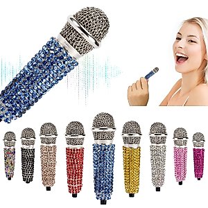 DELADOLA Mini Microphone,Portable Vocal Tiny Microphone, Asmr Microphone,Phone Microphone, Mini Karaoke Microphone for Voice Recording Chatting and Singing On iPhone,Android,Laptop Notebook (Blue)