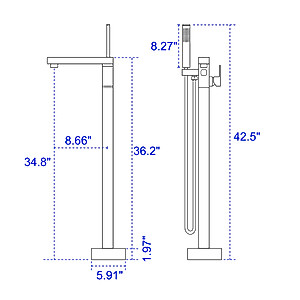 SHAMANDA Freestanding Bathtub Faucet Single Handle Bath Tub Filler Faucet with Hand Shower Brushed Gold, Floor Mount, FL801-3