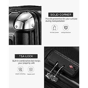 SunnyTour Expandable Luggage Sets with Double Spinner Wheels, 3 Piece Hard Suitcase Set for Short Trips and Long Travel, Black