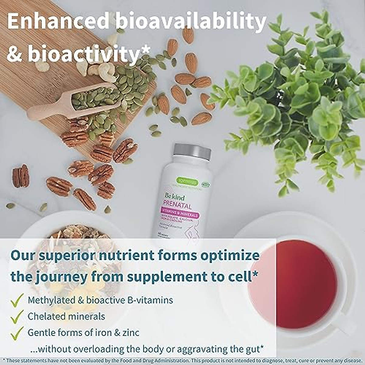 High Absorption Methylated Prenatal Multivitamin, Folate for MTHFR, Clean Label, Gentle Iron, Choline, Natural Calcium & Magnesium, Vegan Vitamins for Pregnancy, 60 Tablets, by Igennus