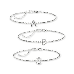 Ross-Simons RS Pure M - Diamond-Accented Initial Bracelet in Sterling Silver. 7 inches