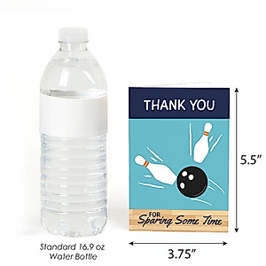Big Dot of Happiness Strike Up the Fun - Bowling - Birthday Party or Baby Shower Thank You Cards (8 Count)