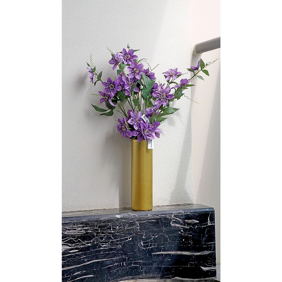 Decor Tall Long Stems for Tall Vase Clematis Artificial Plants Flower Arrangements Christmas Floral Picks Faux Plant Outdoor Floral Arrangement Decoration Holiday Wedding (Purple Clematis)4Packs