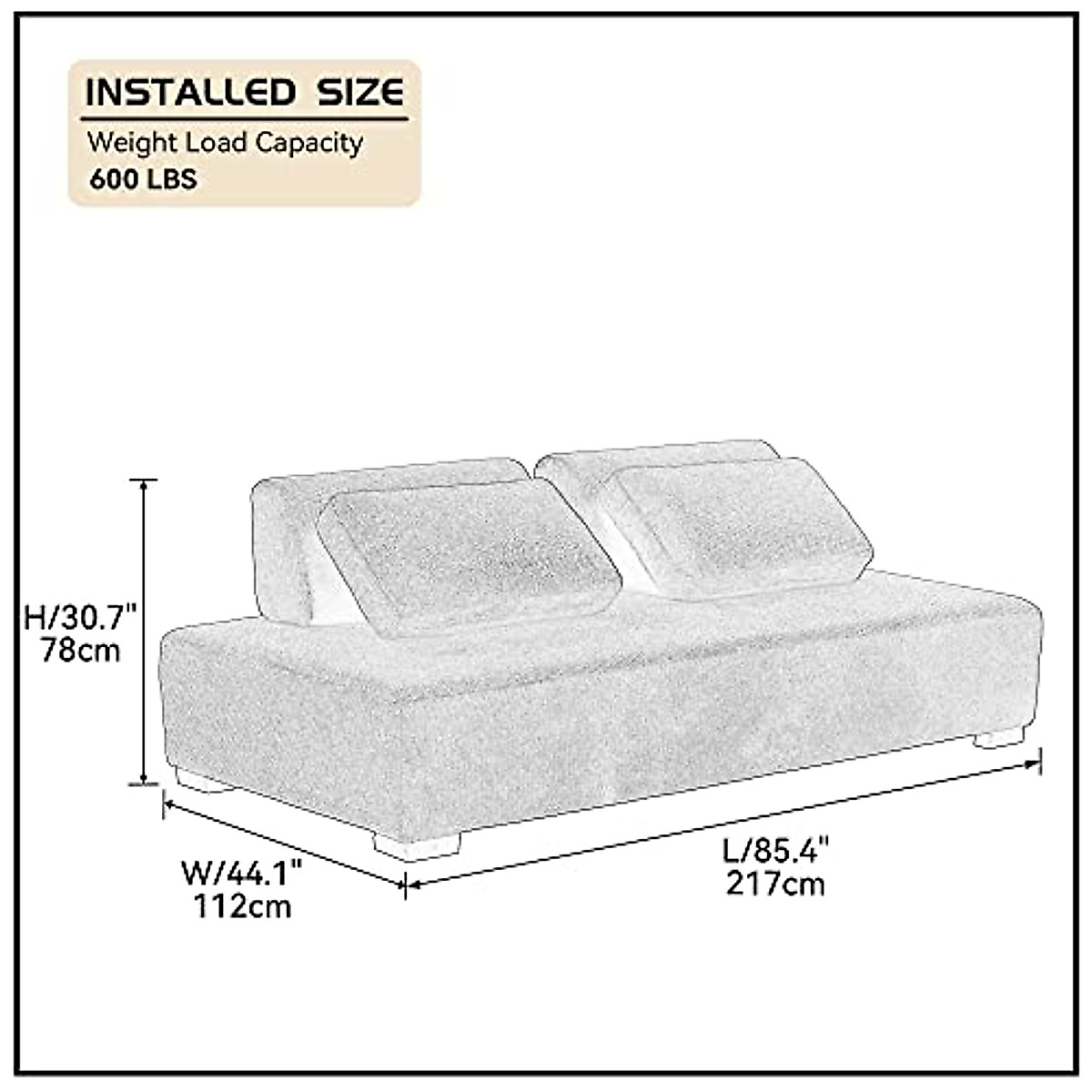 WILLIAMSPACE 85.4" Modern Sofa Couch, Luxury Sofa Couch 4 Seat Sofa with 2 Movable Heavy Backrest and Pillows, Leisure Chaise Sofa for Apartment Living Room - Navy Blue