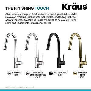 Kraus KTF-3104SFS Oletto Contemporary Single-Handle Touch Kitchen Sink Faucet with Pull Down Sprayer, 16 5/8 Inch, Spot Free Stain
